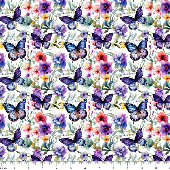 Watercolor Butterflies Pattern #11 Fabric
