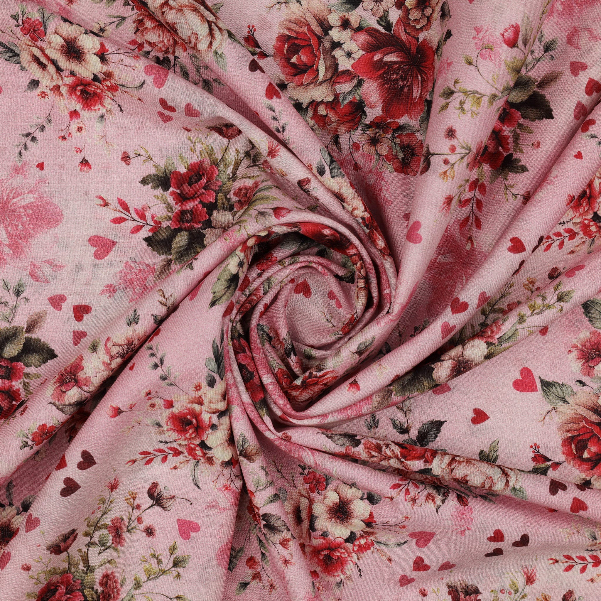 Romantic Lawn Fabric Collection - Bouquets of Love Light Pink