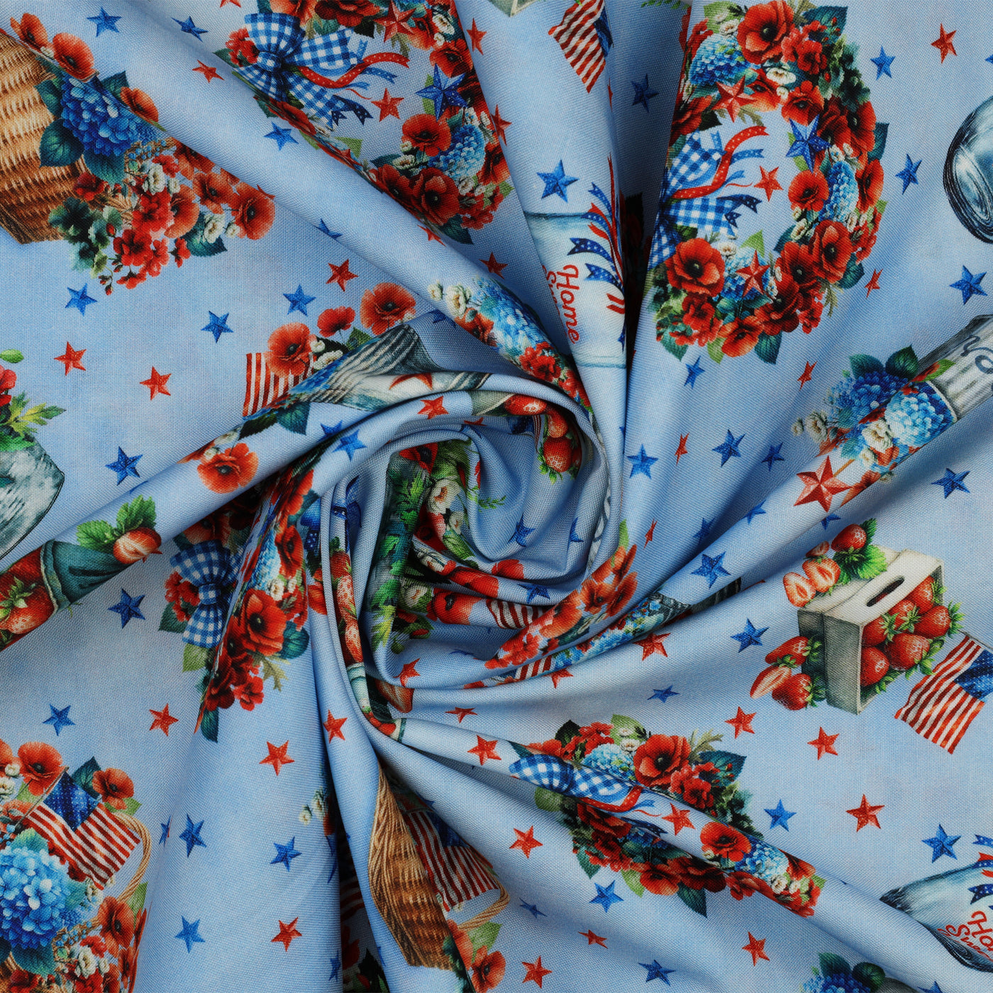 Red, White & Sweet Fabric Collection - Sweet Liberty Motifs Blue