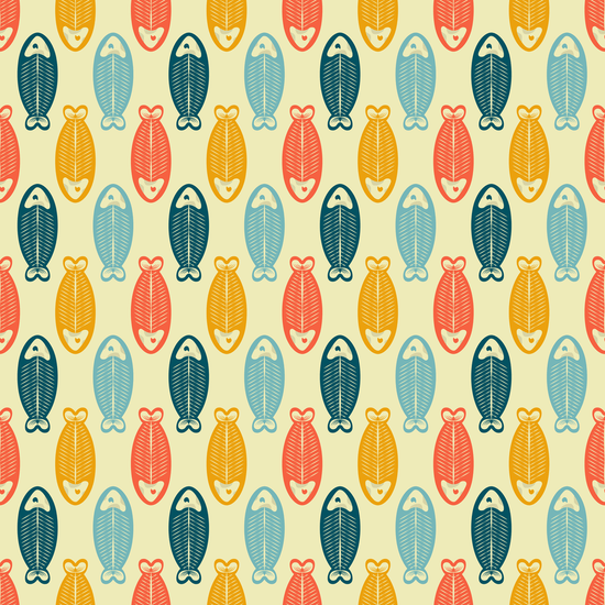 1950s Atomic Cats Pattern #3 Fabric - Tan