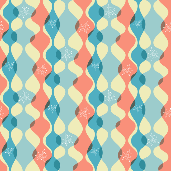 1950s Atomic Pattern #1 Fabric - Blue