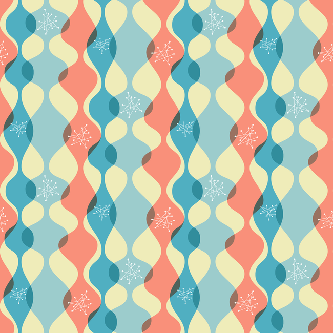 1950s Atomic Pattern #1 Fabric - Blue