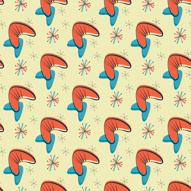 1950s Atomic Pattern #8 Fabric - Tan