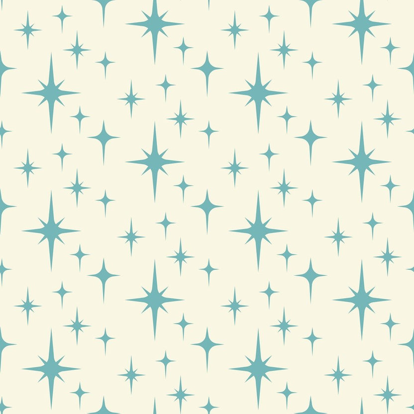 1950s Atomic Starbursts Pattern #10 Fabric - White