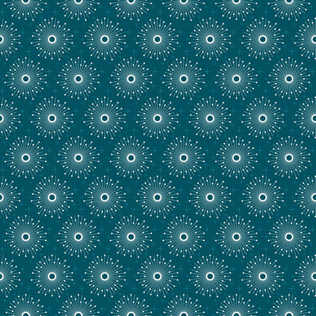 1950s Atomic Starbursts Pattern #2 Fabric - Blue