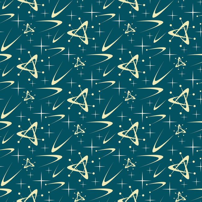 1950s Atomic Starbursts Pattern #3 Fabric - Blue