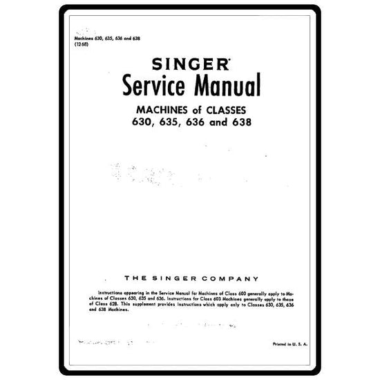 Service Manual, Singer 638