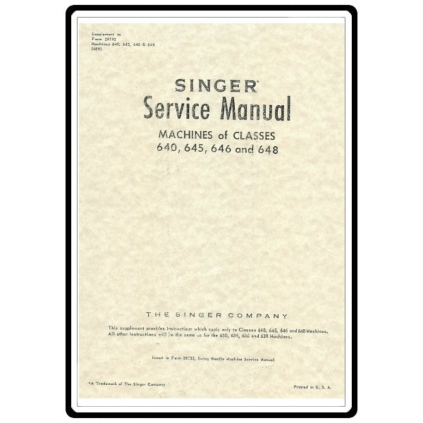 Service Manual, Singer 648