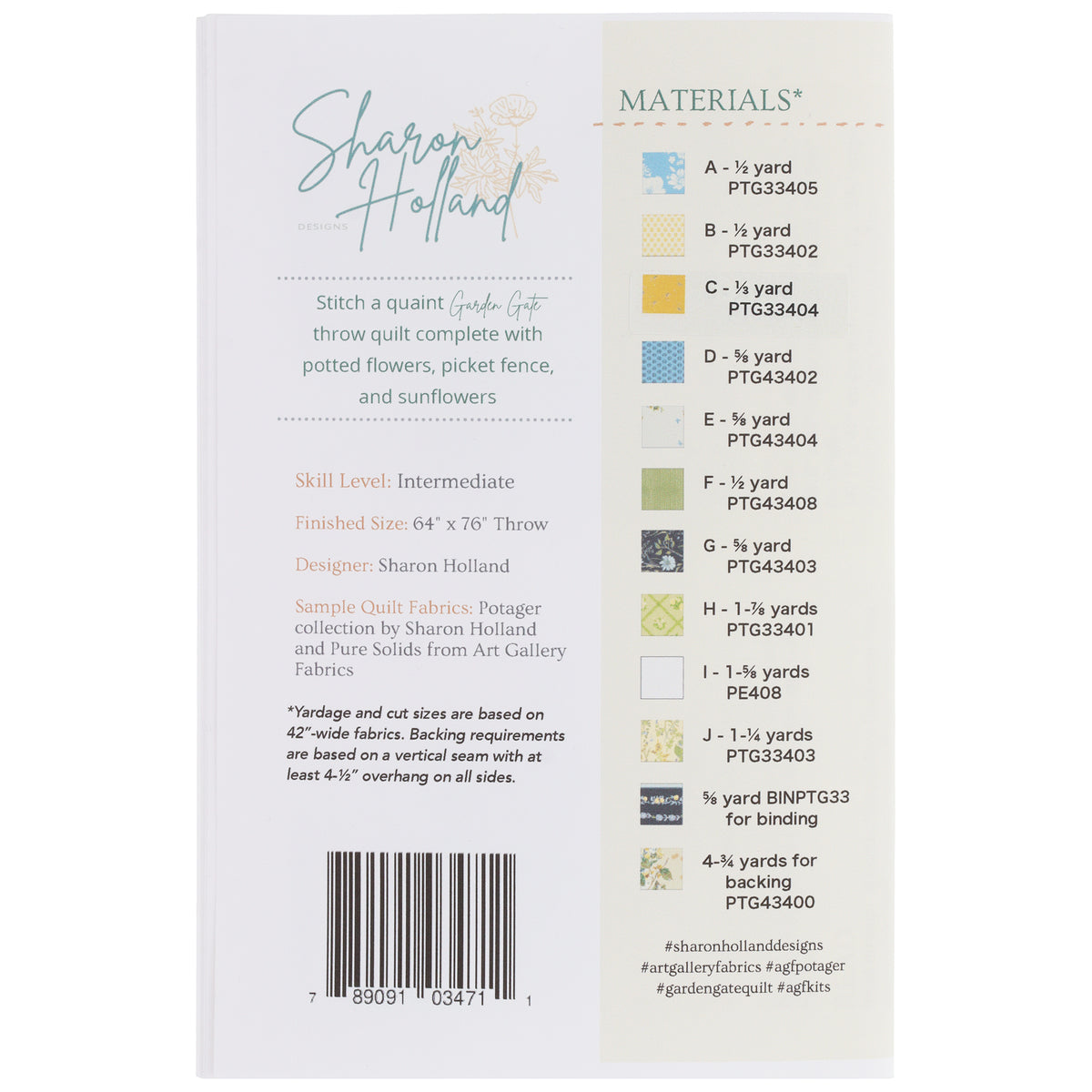 Art Gallery Garden Gate Quilt Pattern Kit