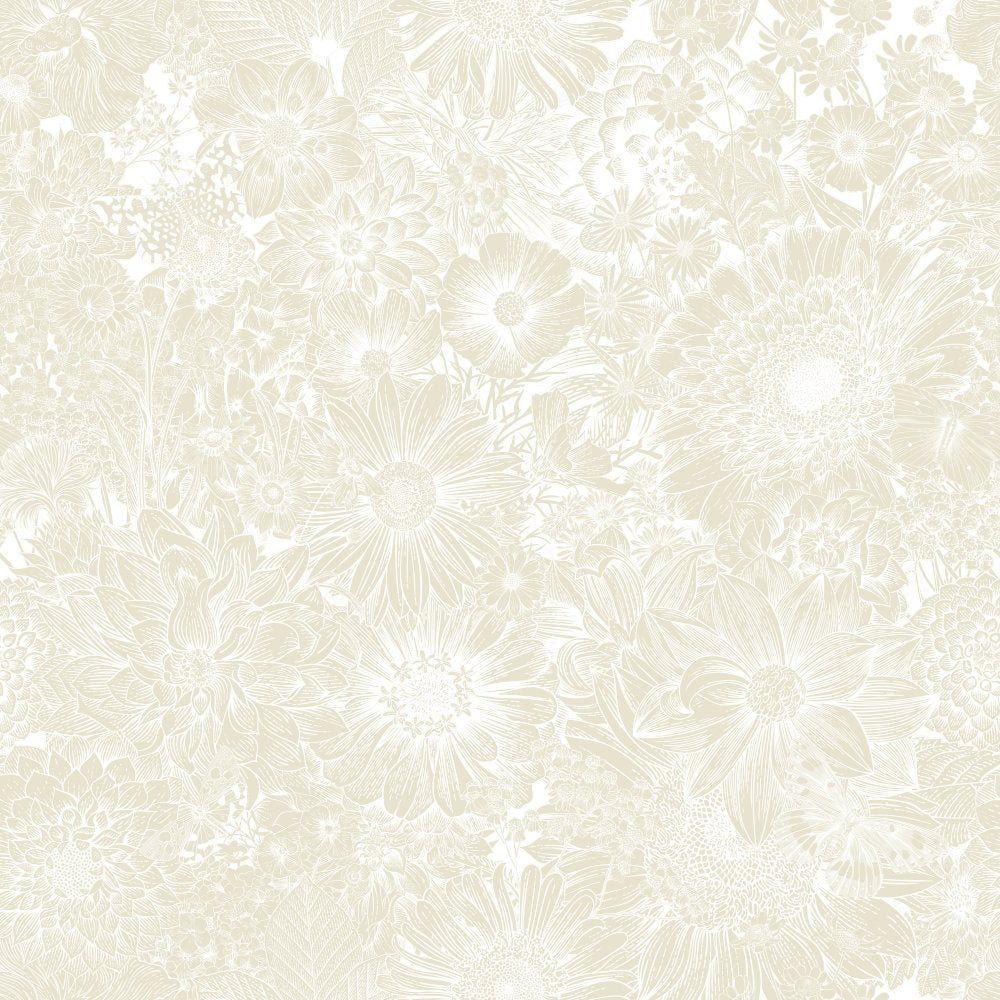 70s Flowers & Butterflies Tone On Tone Fabric