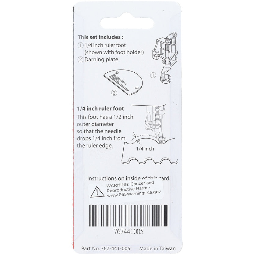 1/4" Ruler Foot for Straight Stitch Machines, Janome #767441005