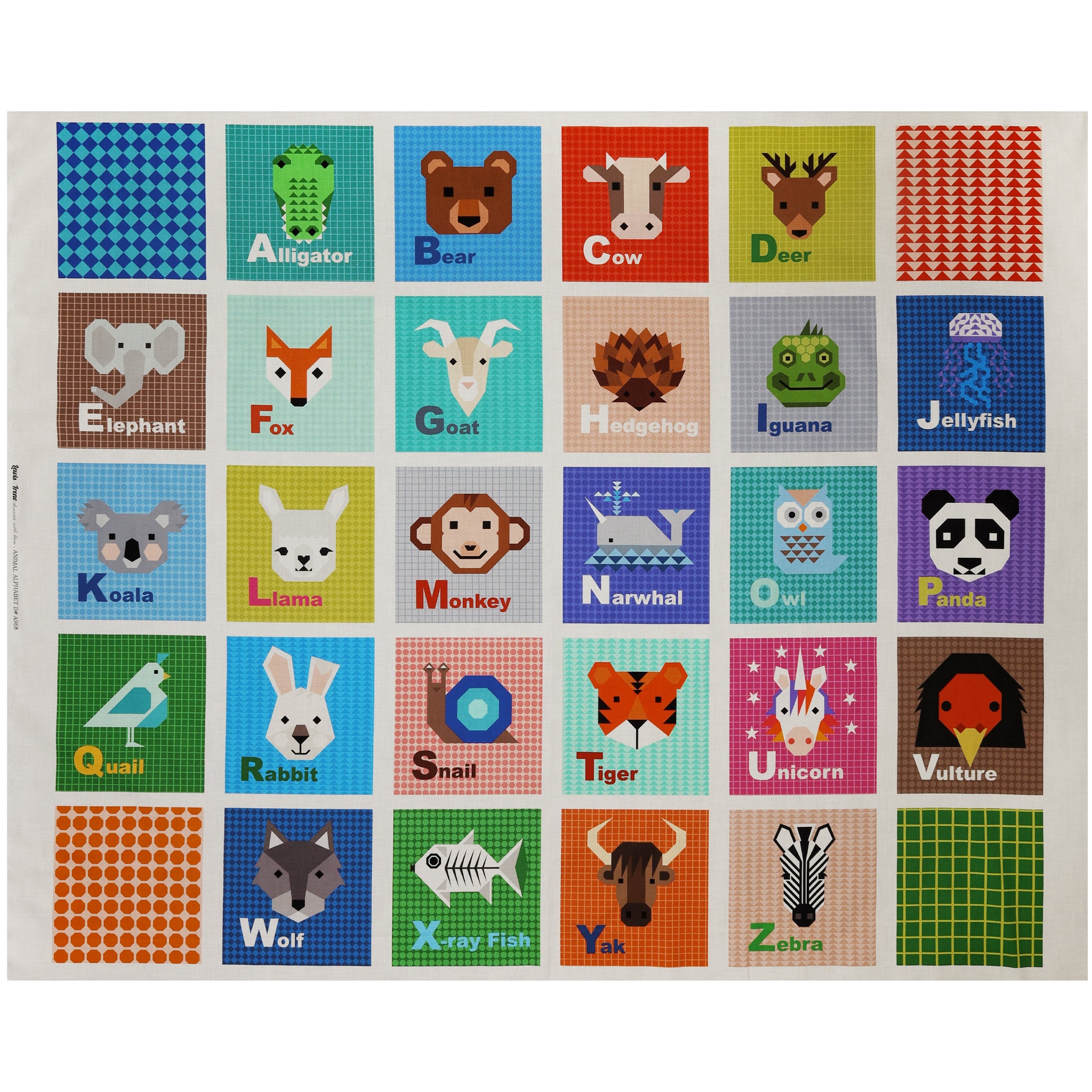 Animal Alphabet Fabric Collection - A to Z Animals Panel
