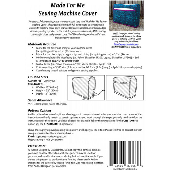 Made For Me Sewing Machine Cover Pattern