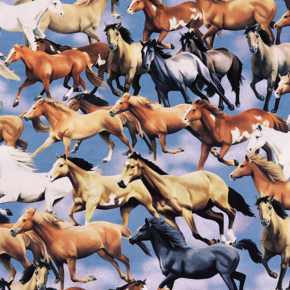 Yellowstone Fabric Collection - Running Horses Gray