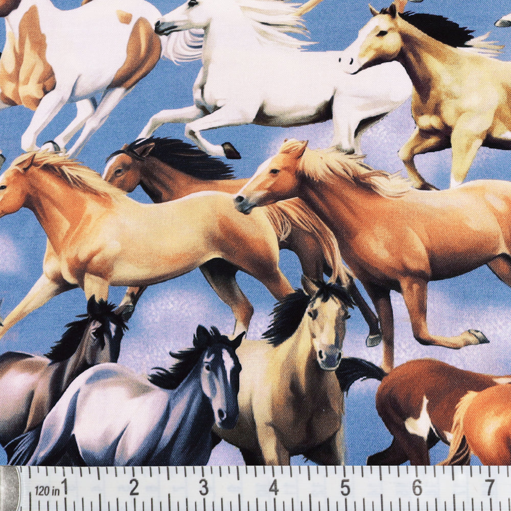 Yellowstone Fabric Collection - Running Horses Gray