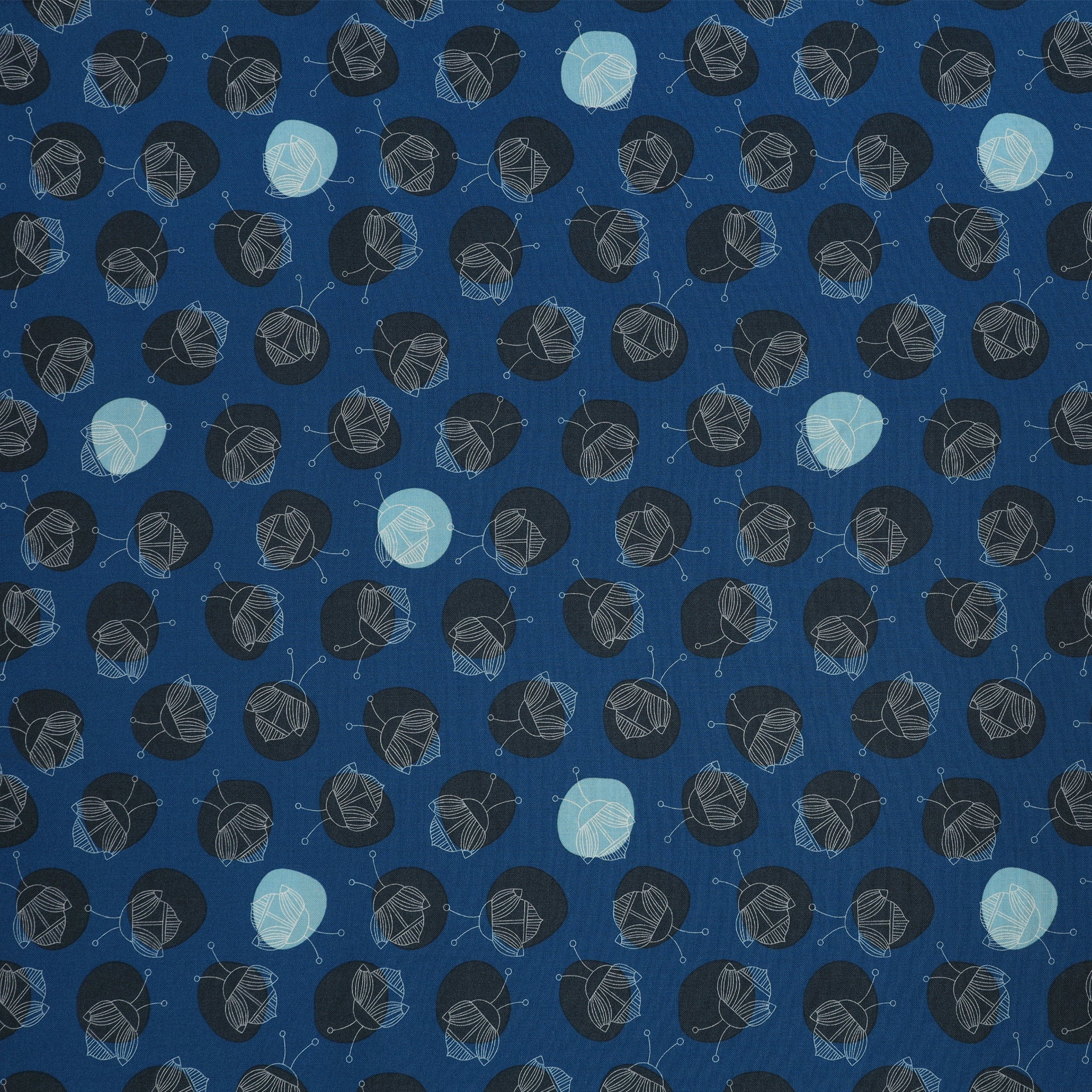 Lucky Bugs Fabric Collection - Bug A Dot Dark Blue