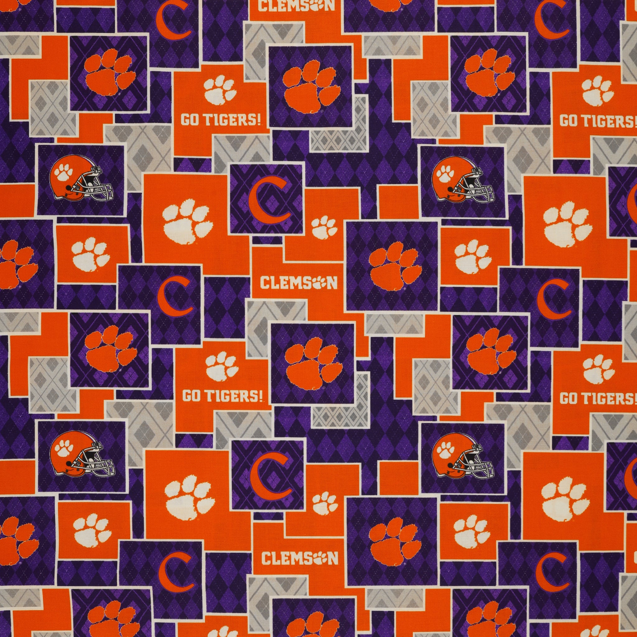 Clemson University Argyle Boxes Fabric