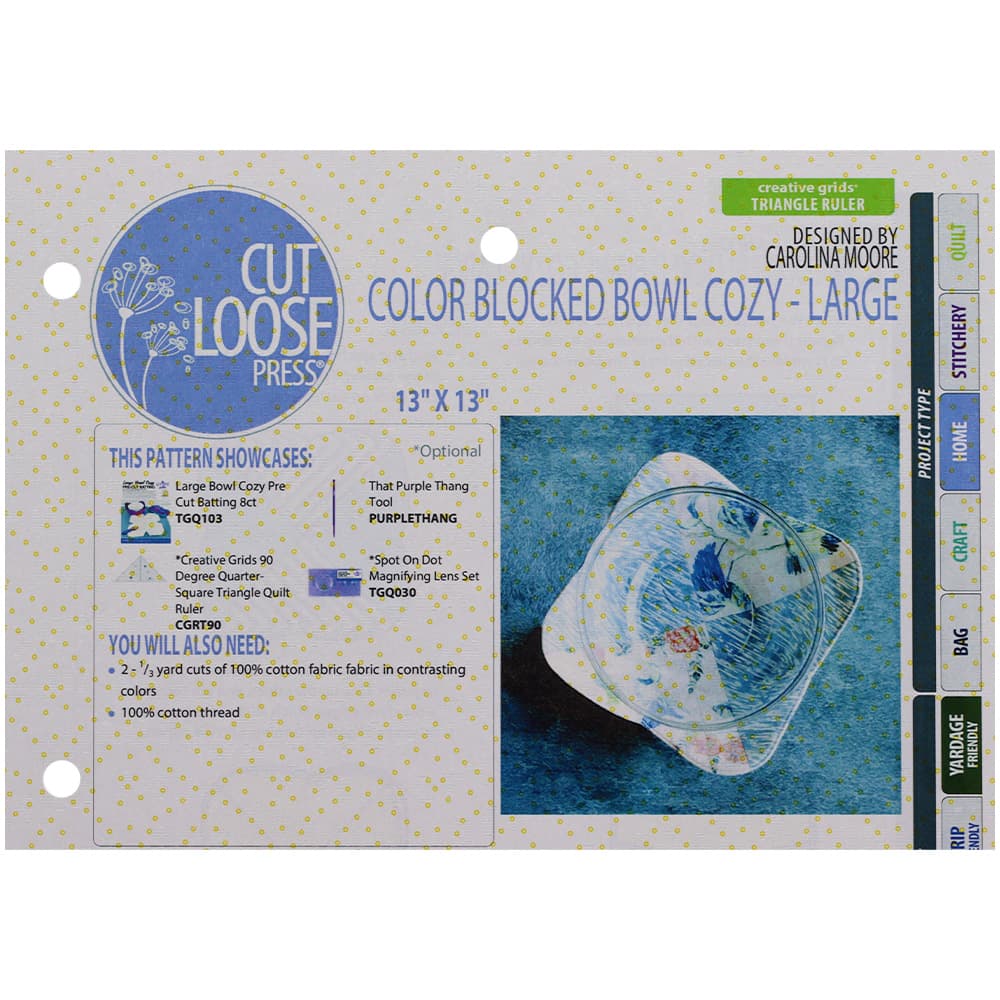 Cut Loose Press, Color Blocked Bowl Cozy Pattern