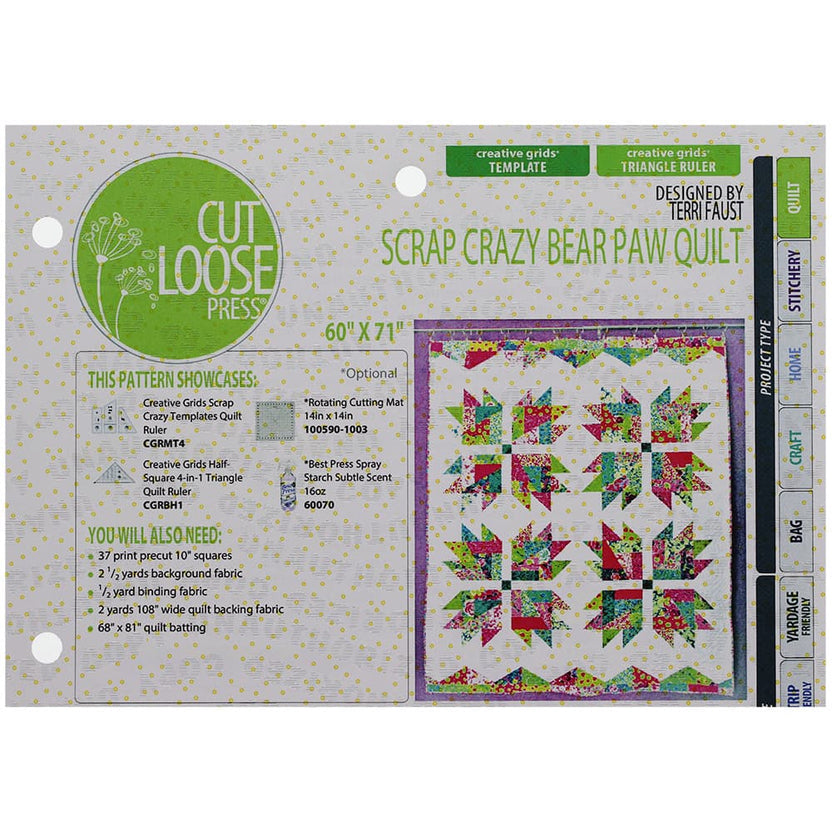 Scrap Crazy Bear Paw Quilt Pattern - Cut Loose Press