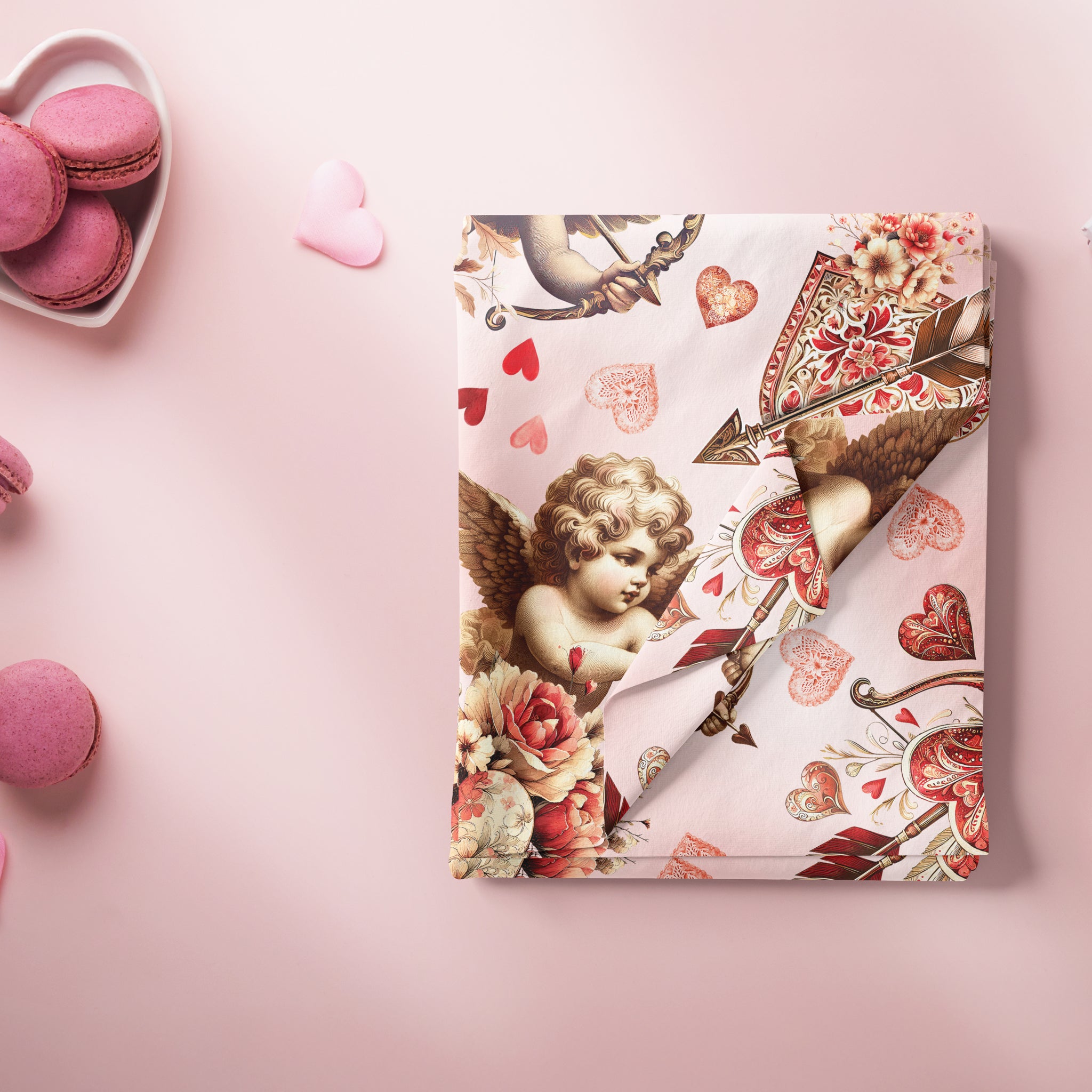 Cupid's Arrow Fabric Collection - Romantic Floral Red Velvet