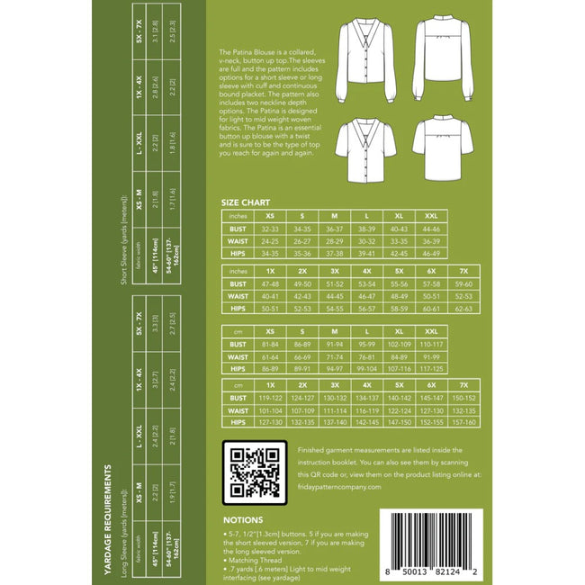 Friday Pattern Company - Patina Blouse Pattern