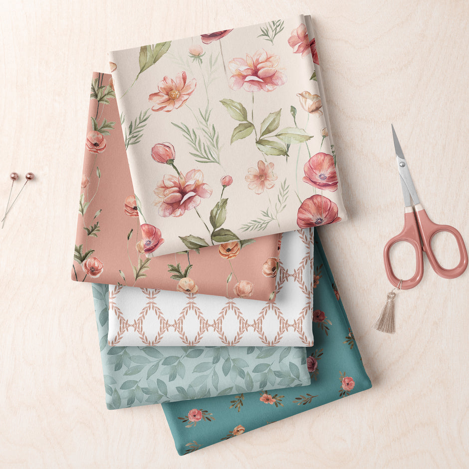 Garden of Affection Fabric Collection - Flowing Leaves Peach