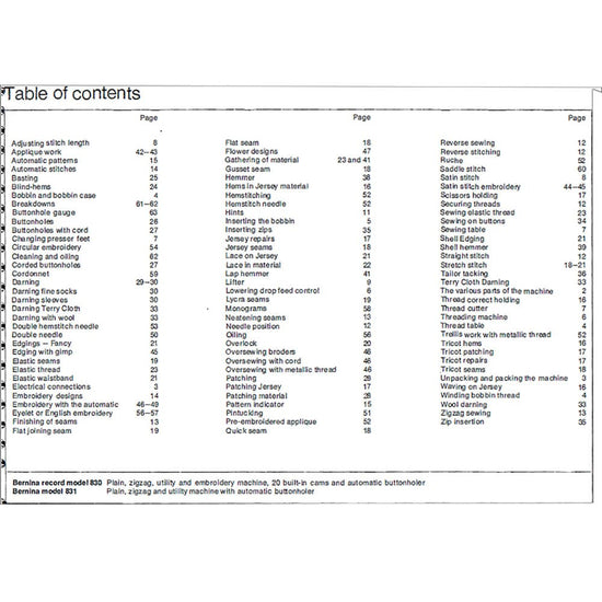 Bernina 830 Instruction Manual