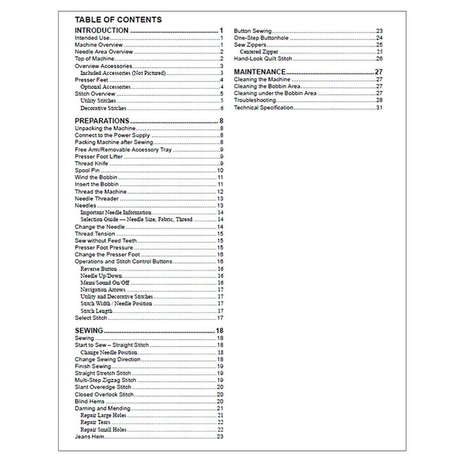 Instruction Manual, Singer HD6600C