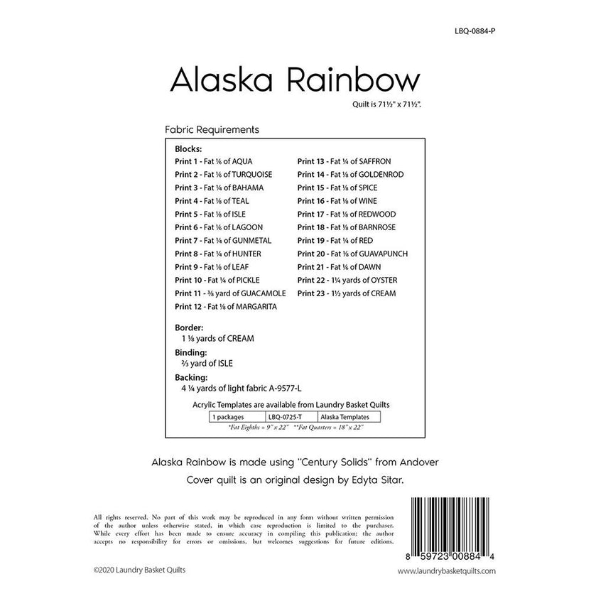 Alaska Rainbow Quilt Pattern