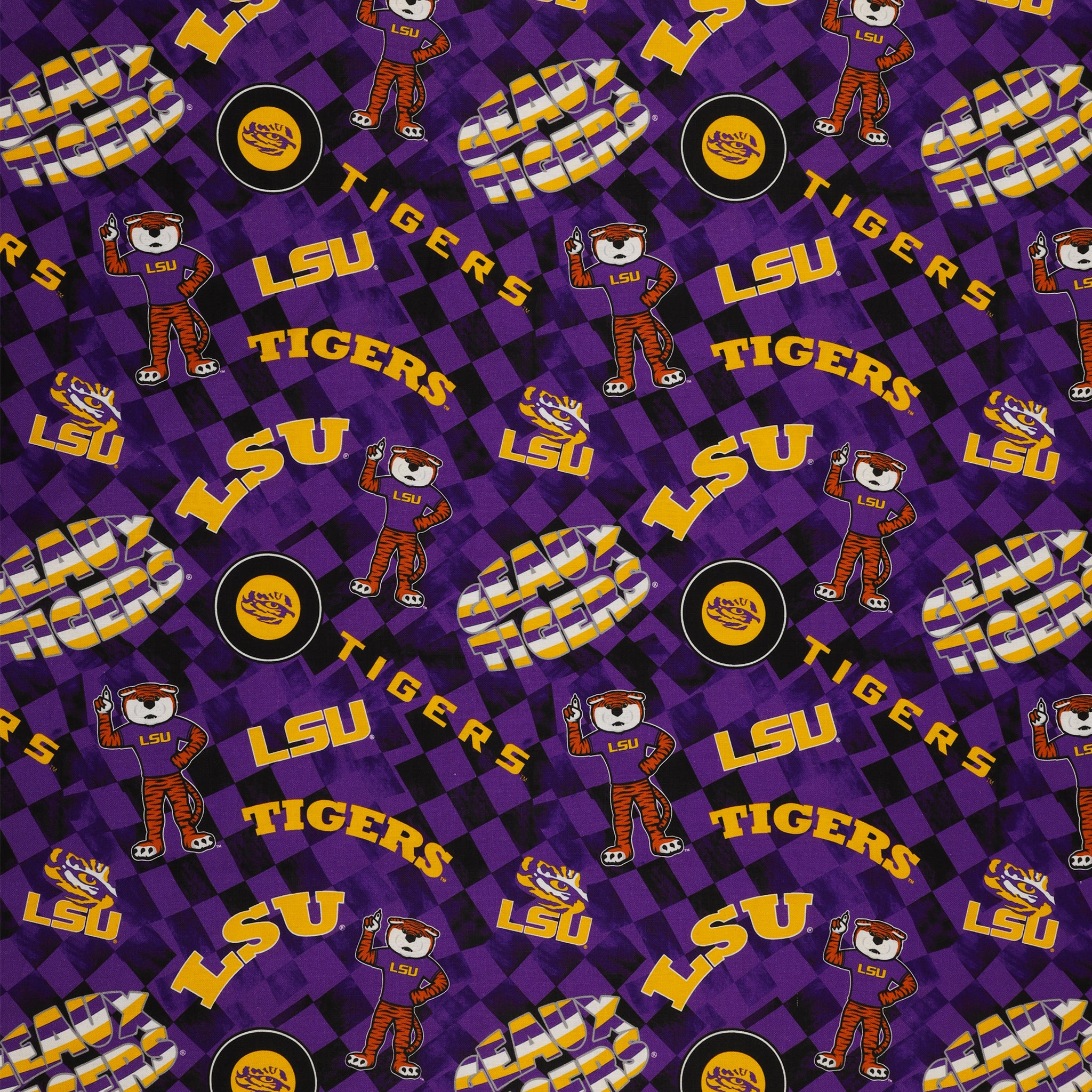 LSU Tigers Allover Checker Fabric
