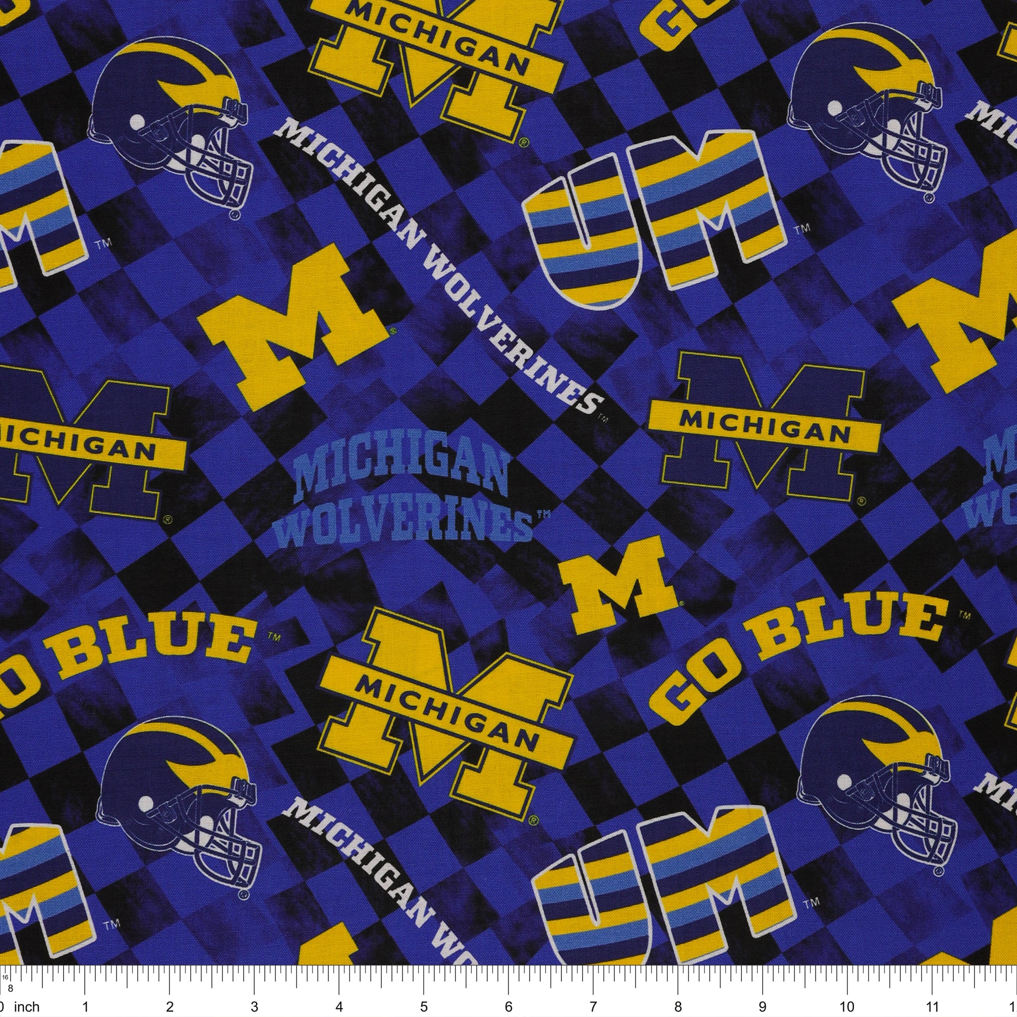 Michigan Wolverines Allover Checker Fabric