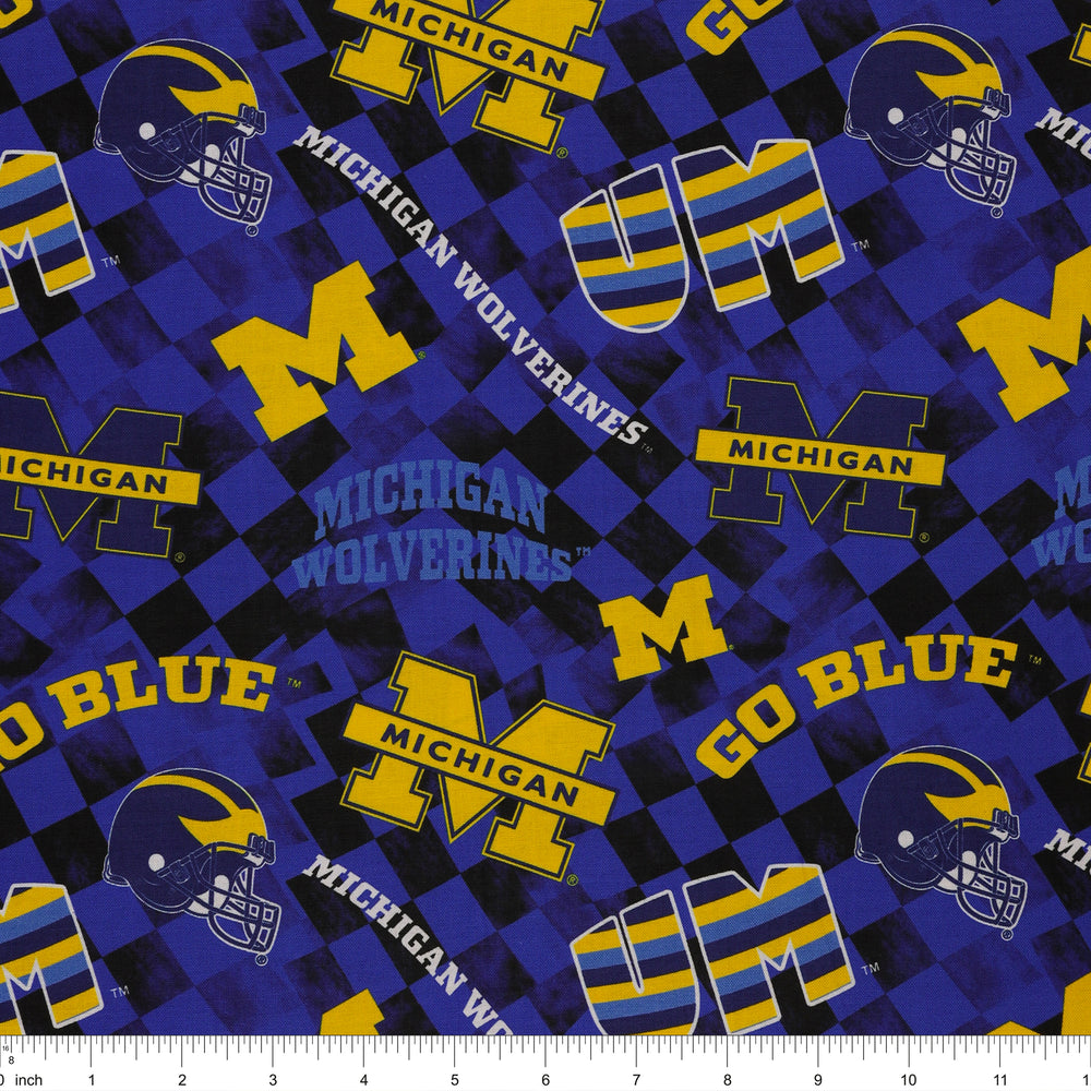 Michigan Wolverines Allover Checker Fabric