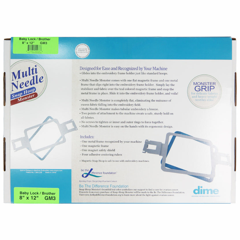 Multi-Needle Monster Snap Hoop for Babylock and Brother - 8"x12"