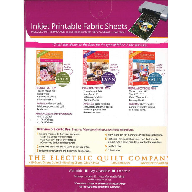 Printables Regular Cotton Fabric Sheets, 25 Pack