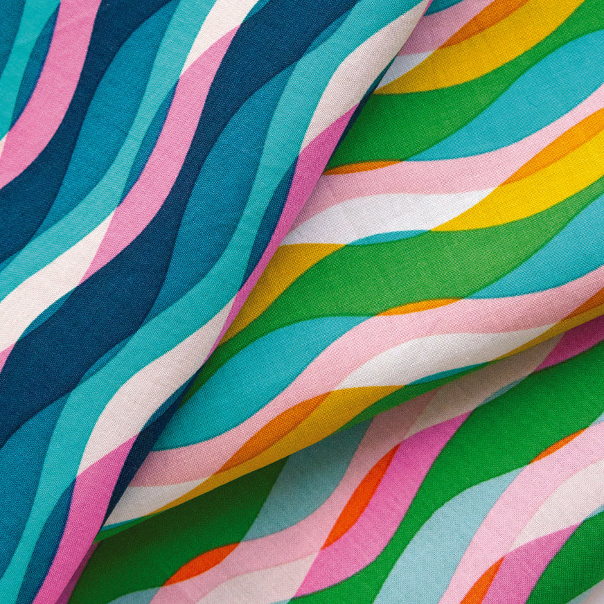 Poolside Too Fabric Collection - Architectural Blocks Verdant