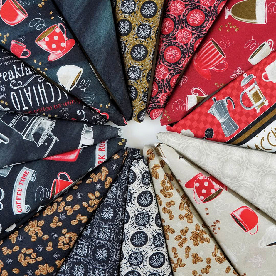 Perfect Brew Fabric Collection - Rise 'N Grind Black/White