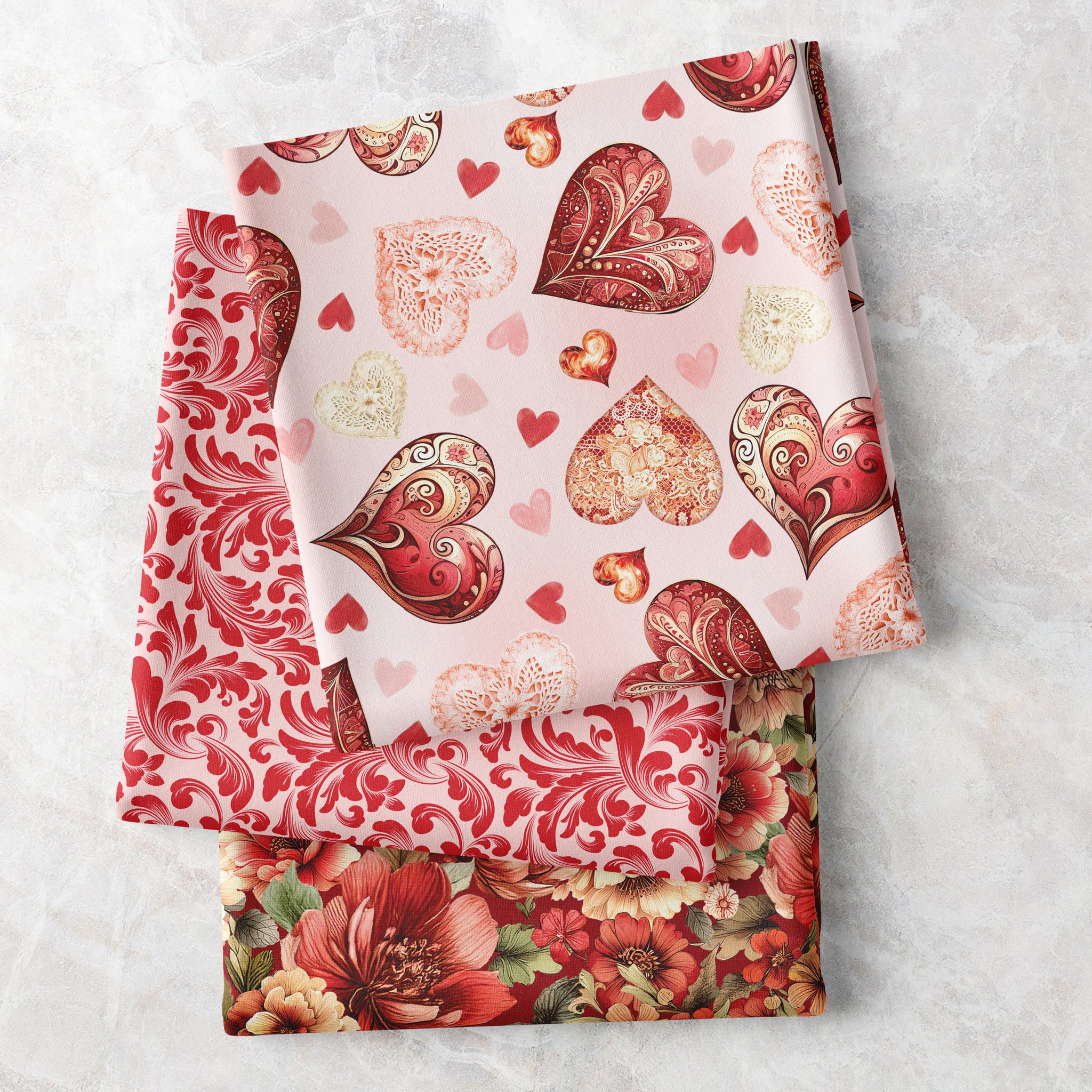 Romantic Lawn Fabric Collection - Bouquets of Love Light Pink