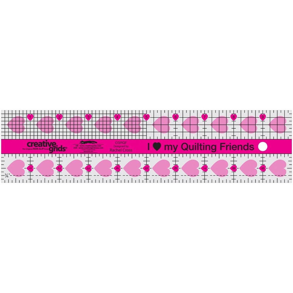 I Love My Quilt Friends Ruler 2-1/2in x 10in, Creative Grids