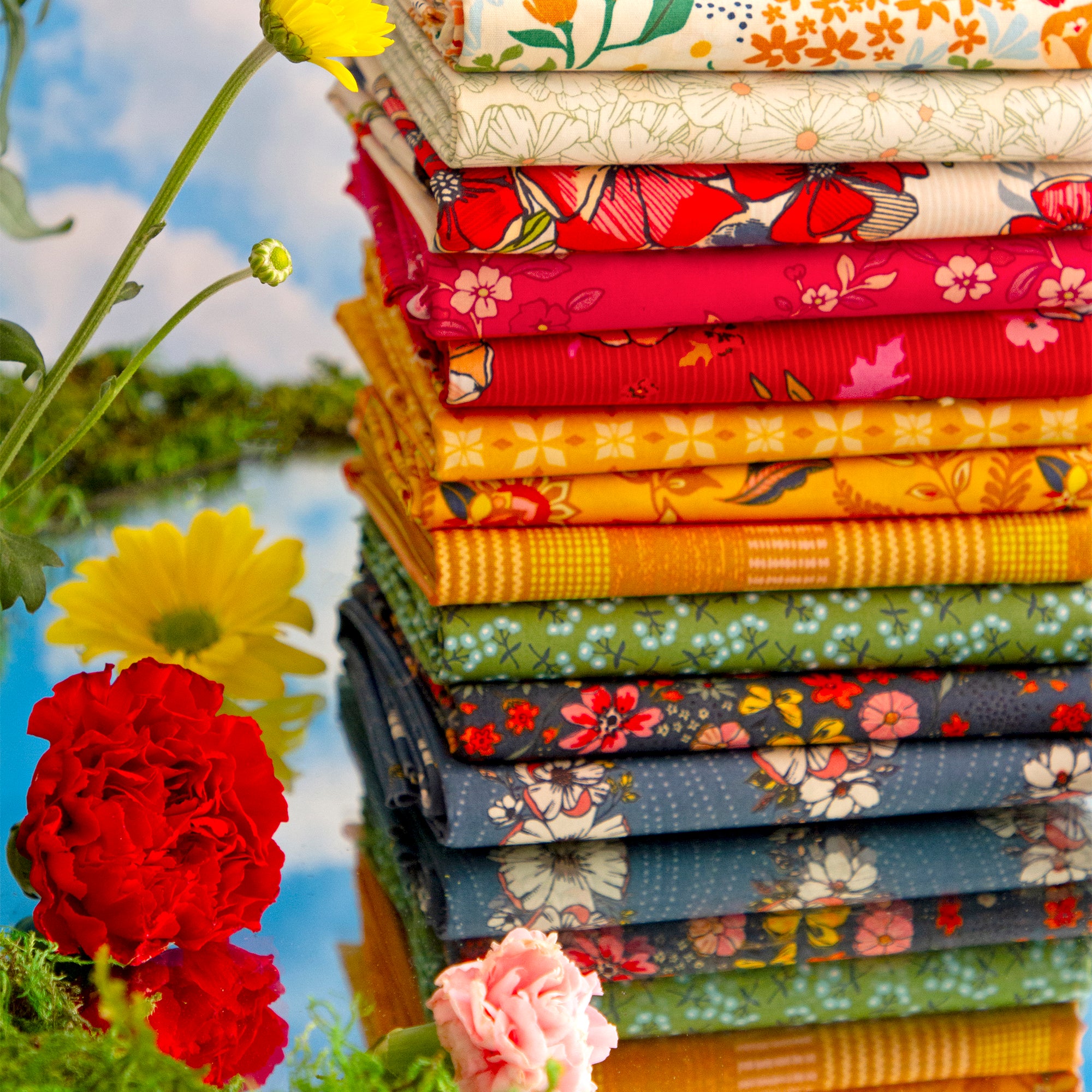 The Flower Fields Fabric Collection - Charming Arbor Hibiscus