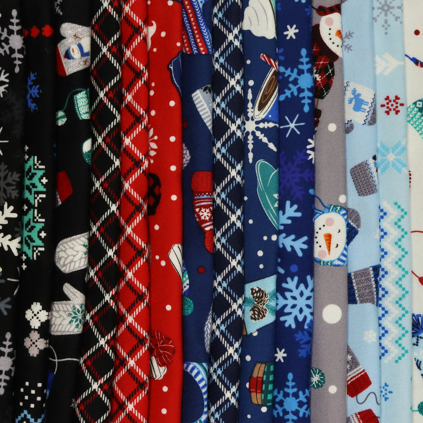 Winter Wonders Flannel Fabric Collection - Winter Wonders Plaid Blue