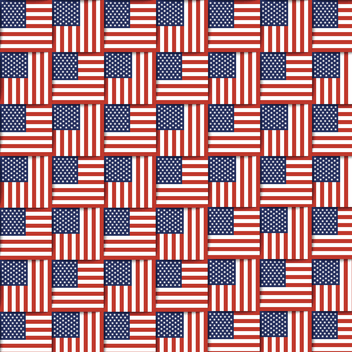 American Flag Block Fabric - Red