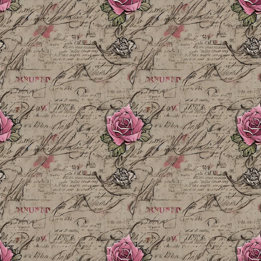 Antique Distressed Roses Fabric