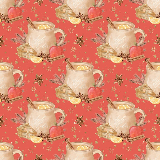 Apple Cider & Stars Fabric - Red