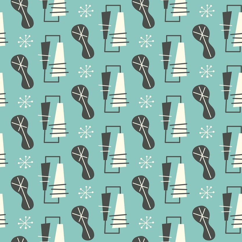 Atomic Pattern #2 Fabric - Blue