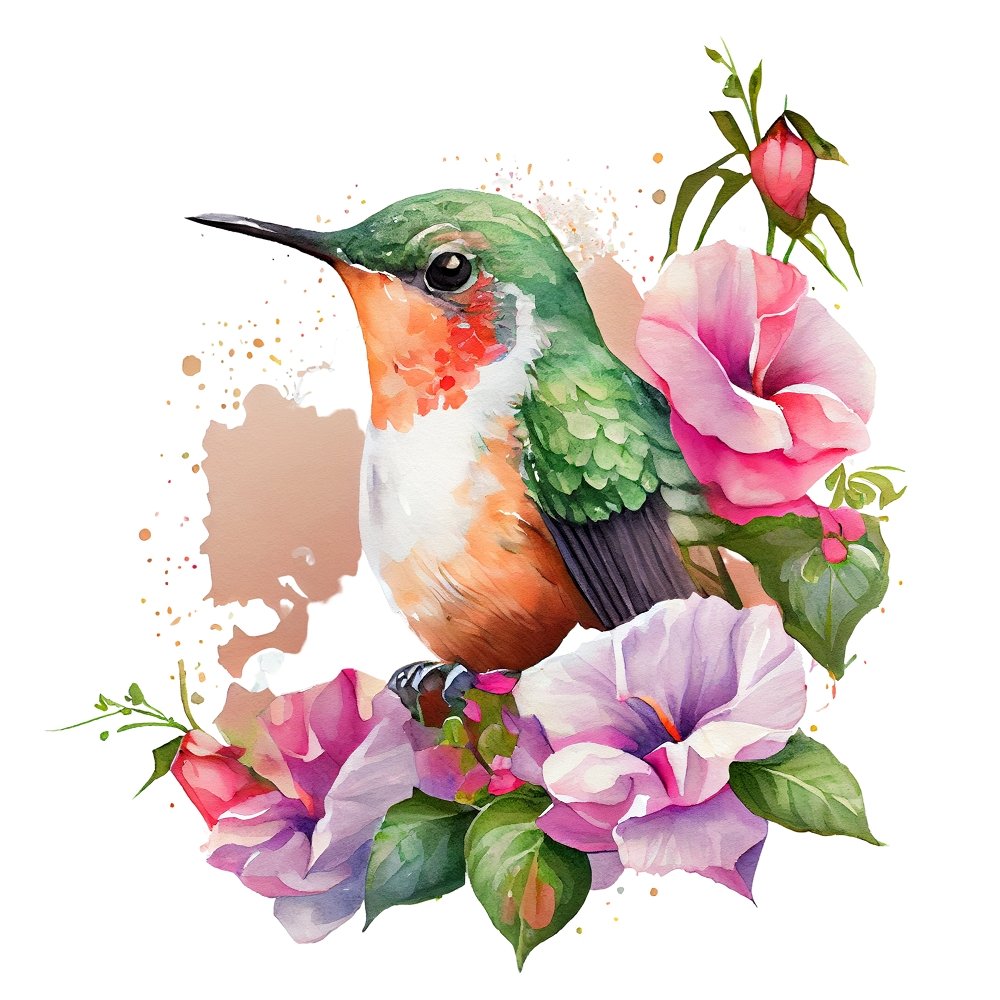 Beautiful Hummingbirds #8 Fabric Panel