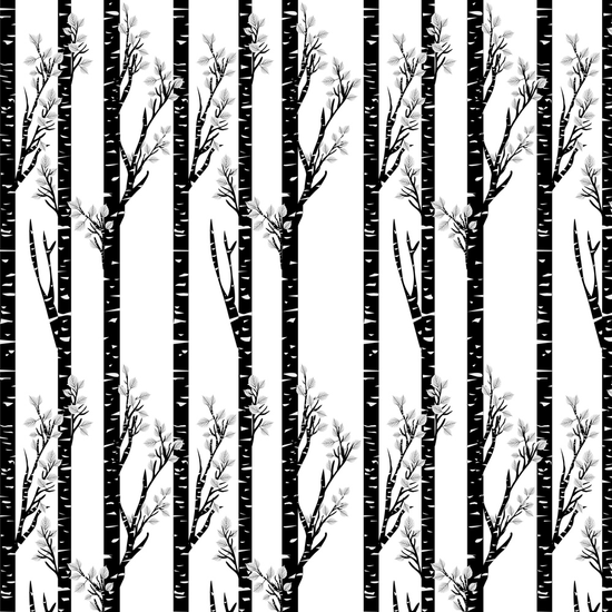 Black Birch Trees Fabric
