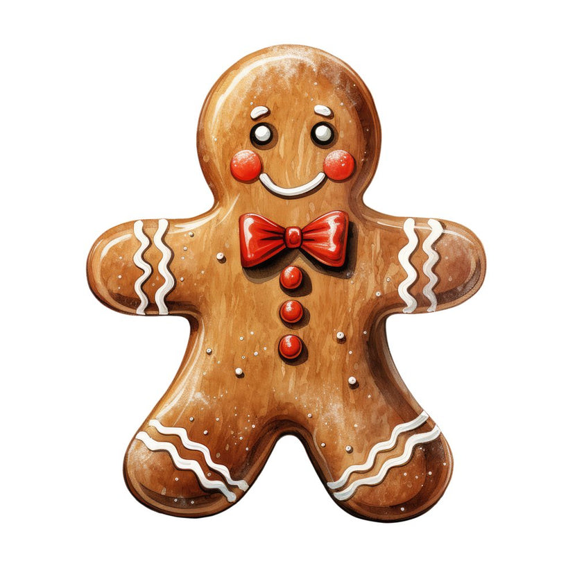 Brown & Gold Gingerbread Man #1 Fabric Panel