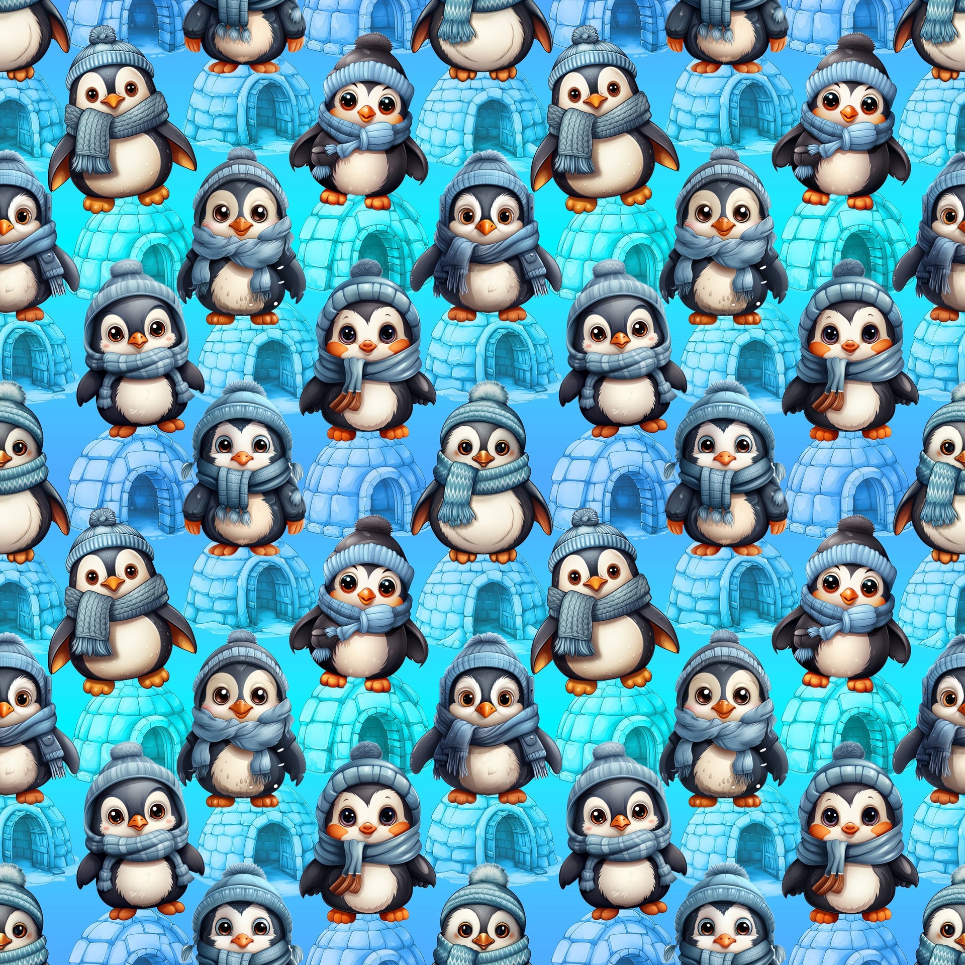 Bundled Up Penguins Fabric