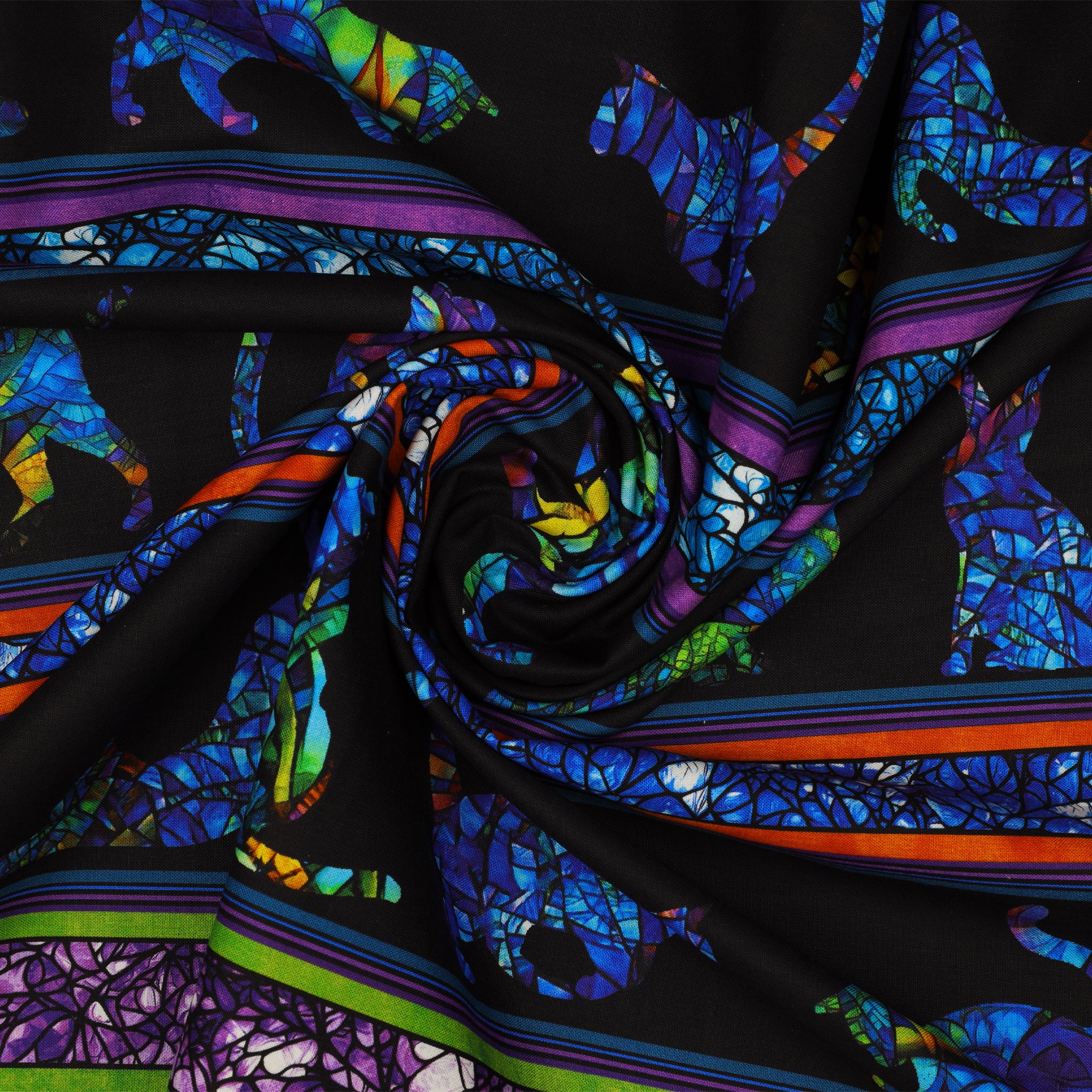 Cat Artistry Fabric Collection - Cat Artistry Stripe Black/Multi