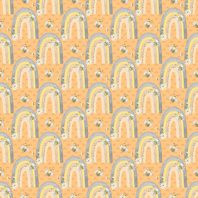 Cartoon Rainbows on Mini Rainbows Fabric - Yellow